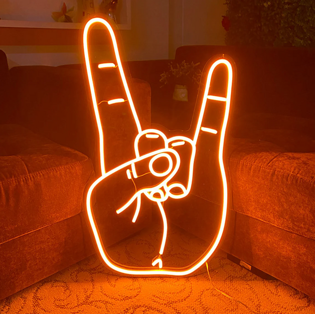 Hook Em Horns Wall Decor, Heavy Metal Sign, Black Sabbath Art, Corna H ...
