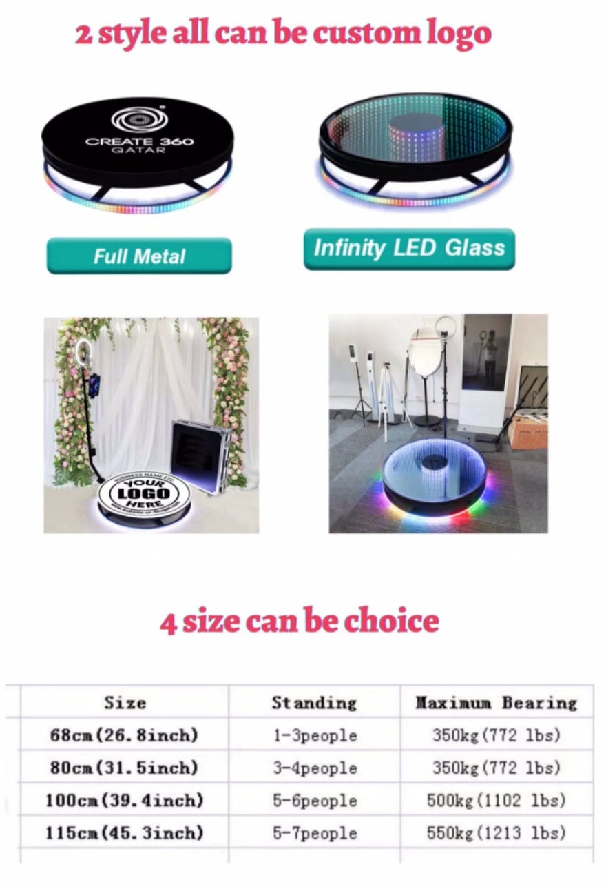 Infinity Glass mirror 360 photo booth | 360 SPINNER photobooth | Photo ...