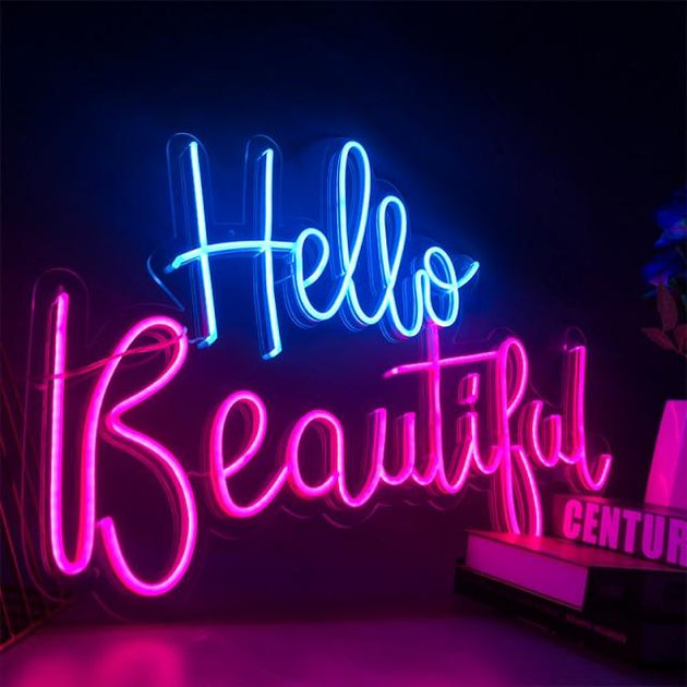 Personalized Custom Neon Sign Light logo Hello beautiful Led Flex Visu ...